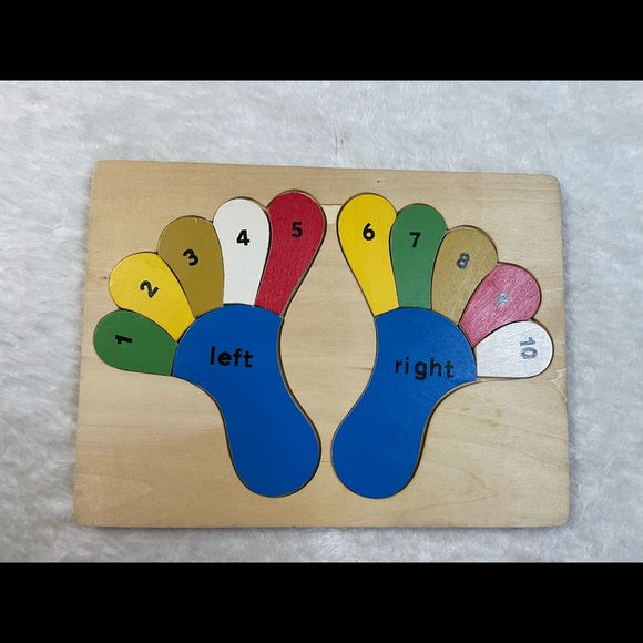 Toys | Wooden Number Colored Feet Puzzle | Poshmark